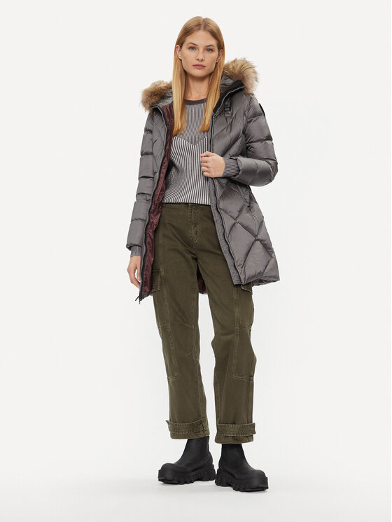 Blauer Daunenjacke 23WBLDK03140 Grau Regular Fit | Modivo.de