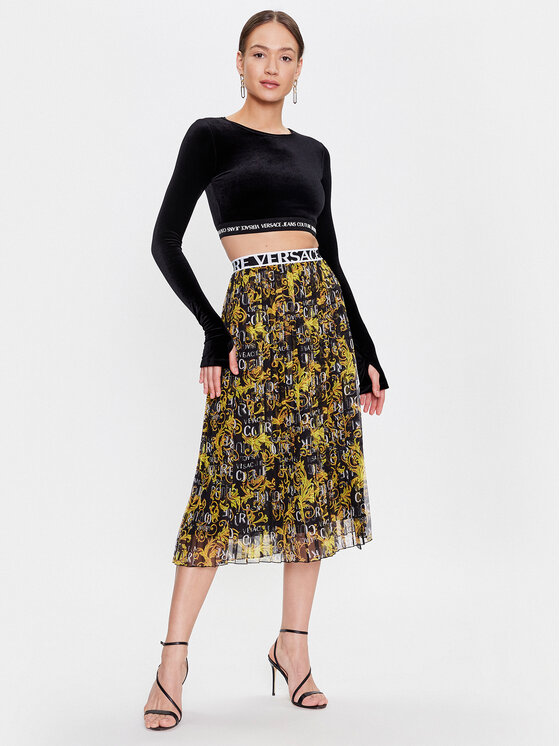 Versace Jeans Couture Плисирана пола 74HAE805 Златист Regular Fit ...