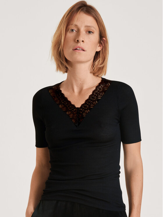 Calida T-Shirt 14697 Czarny Regular Fit | Modivo.pl