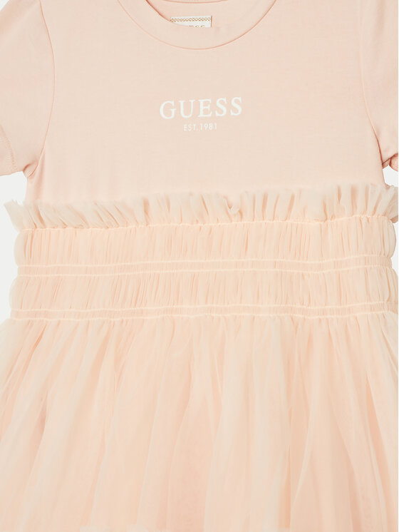 Guess Elegantní šaty K5RK14 K6YW0 Korálová Regular Fit | Modivo.cz