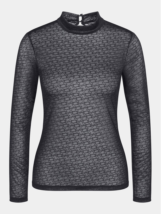 Triumph Bluzka Triumph Signature Sheer Shirt 10216862 Czarny Slim Fit ...