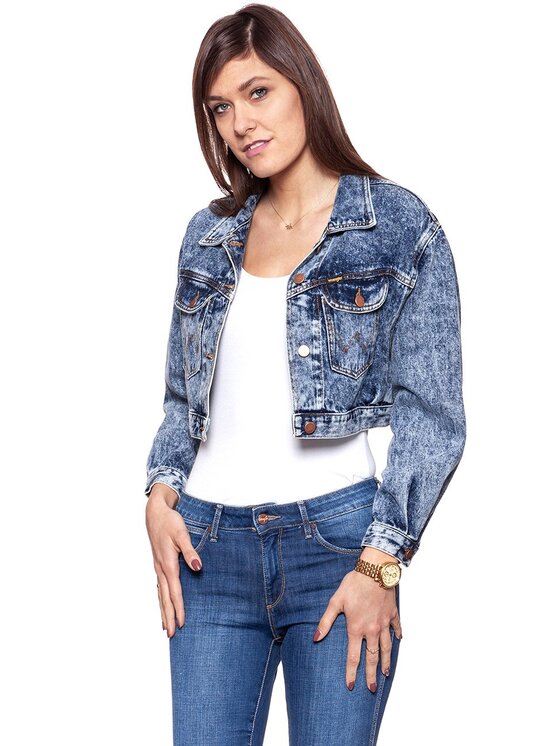 Wrangler Kurtka damska CROPPED JACKET Niebieski Regular Fit | Modivo.pl