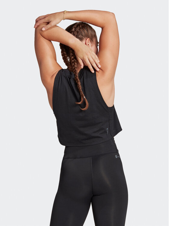 adidas Τοπ Train Essentials Train Cotton 3-Stripes Crop HR7847 Μαύρο ...