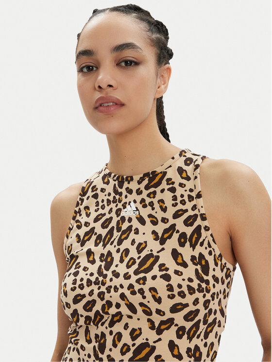 adidas Top Essentials Animal-Print IR9310 Beżowy Slim Fit | Modivo.pl