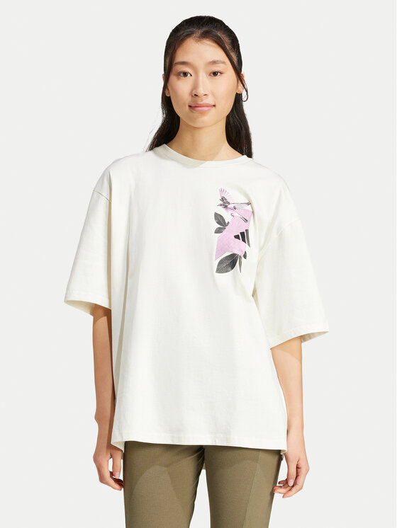 adidas T-Shirt Lens Elevated Graphic JN6574 Biały Oversize | Modivo.pl