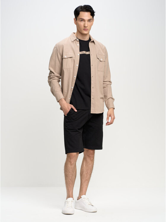 BIG STAR Szorty materiałowe ROSS_907_110 Czarny Bermuda Fit | Modivo.pl