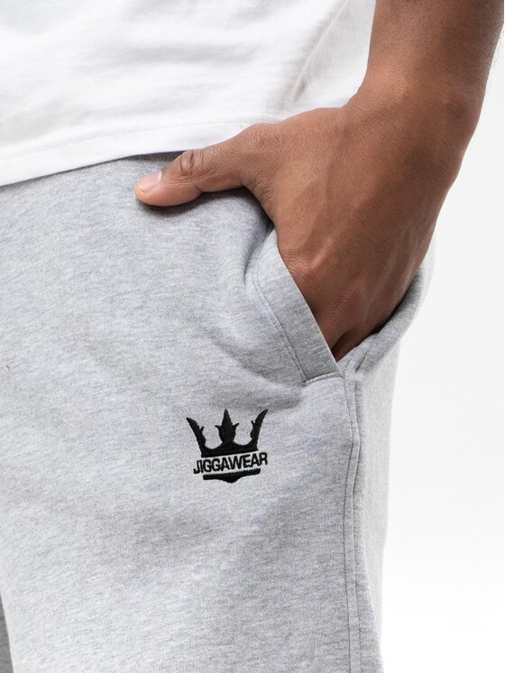Jigga Wear Spodnie dresowe Spodnie Dresowe Baggy Szerokie Luźne Męskie Szare Jigga Wear Haft ...