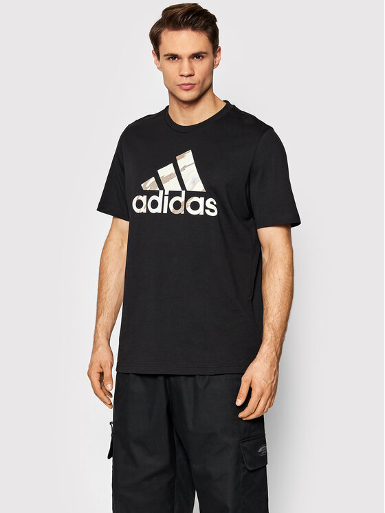 adidas Тишърт Essentials Singe Jersey Camo Print HE1876 Черен Regular ...