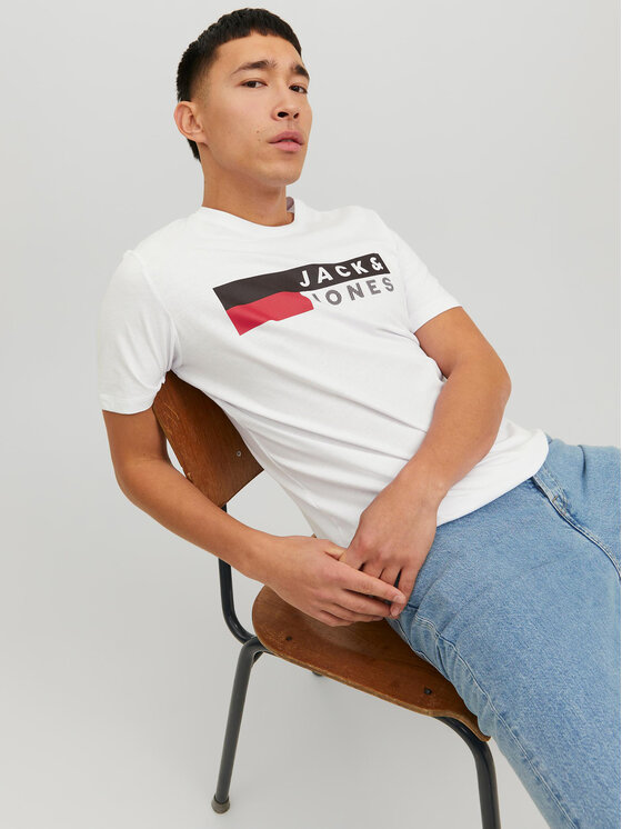 Jack & Jones T-Shirt Corp Logo 12151955 Biały Regular Fit | Modivo.pl