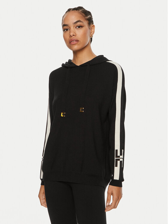 Elisabetta Franchi Pull Mk-54s-46e2 Noir Relaxed Fit 