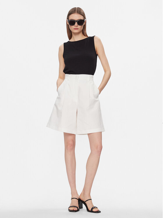 Weekend Max Mara Pantalon scurți din material Ecuba 2415141022 Écru ...