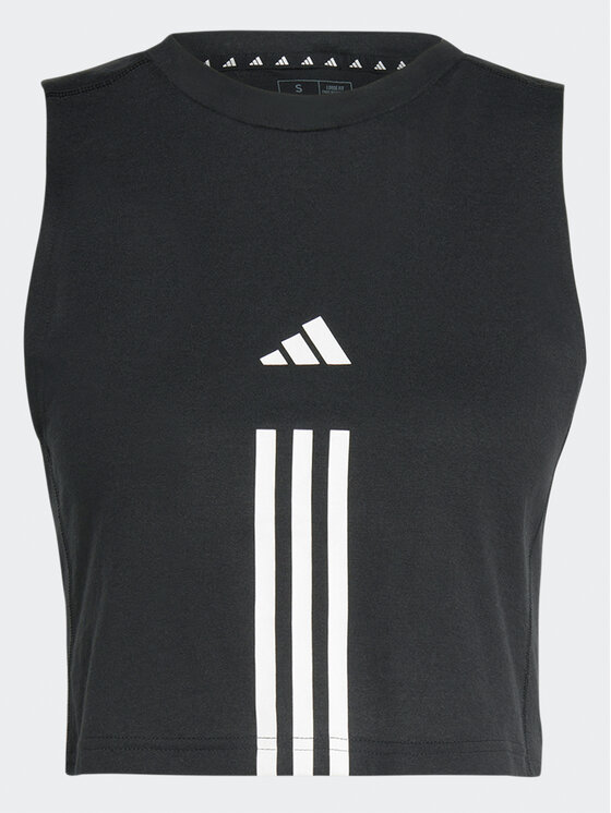 adidas Τοπ Train Essentials Train Cotton 3-Stripes Crop HR7847 Μαύρο ...