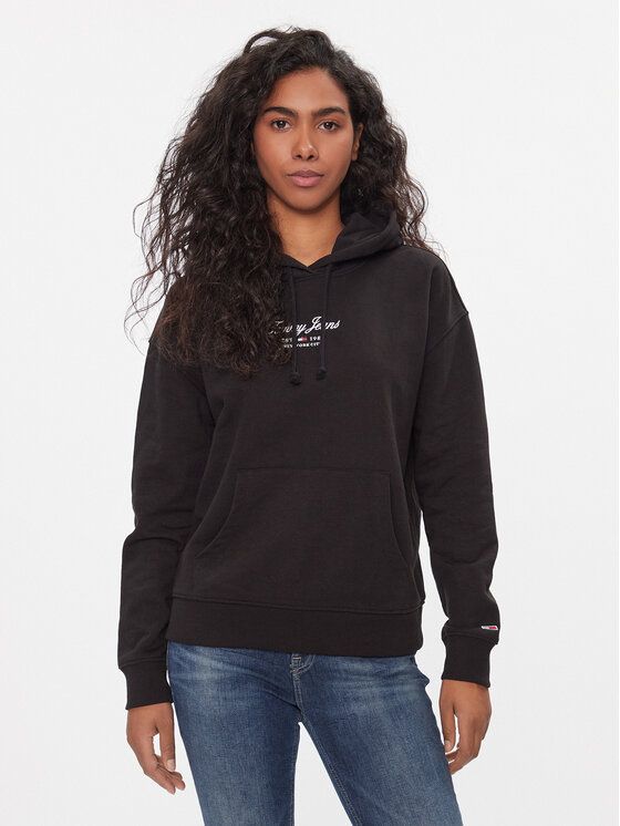 Tommy Jeans Sweatshirt Essential Logo 2 DW0DW16406 Schwarz Boxy Fit Modivo