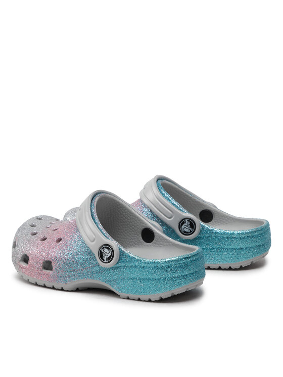 Crocs Pantoletten Classic Glitter Clog K 206993 Silberfarben | Modivo.de