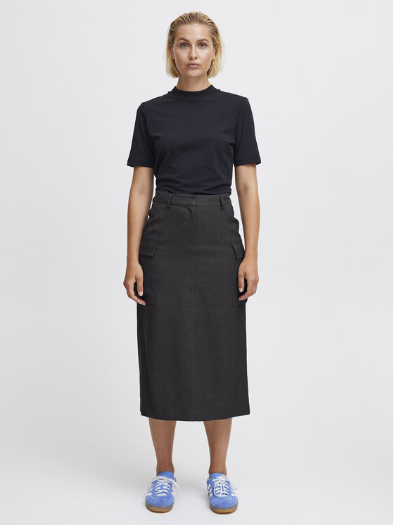 ICHI Puzdrová sukňa 20119678 Sivá Regular Fit | Modivo.sk