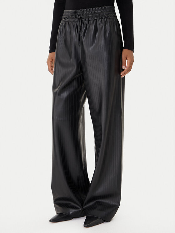 BOSS Pantaloni din imitație de piele Talpina 50548123 Negru Relaxed Fit ...