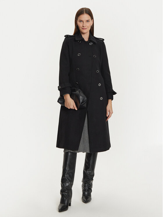 Morgan Płaszcz wełniany 242-GETINA1 Czarny Regular Fit | Modivo.pl