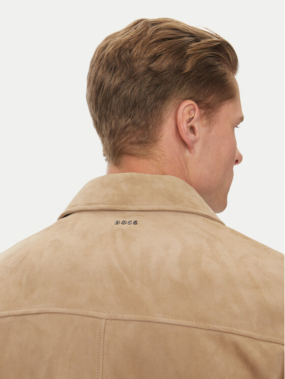 BOSS Kurtka skórzana H-Malbano5 50528014 Beżowy Regular Fit | Modivo.pl