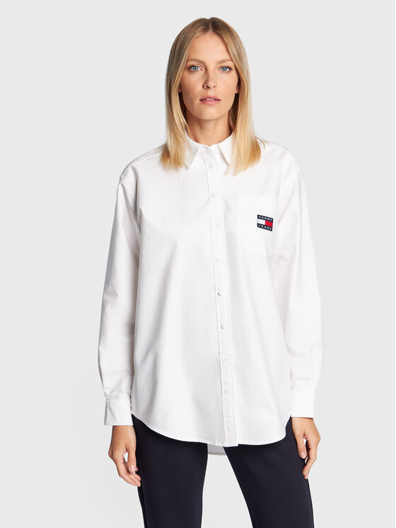 Tommy Jeans Ing Badge DW0DW13804 Fehér Boyfriend Fit | Modivo.hu