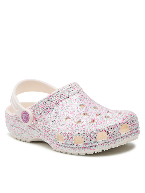 Crocs Șlapi Classic Glitter Clog K 206993 Alb | Modivo.ro