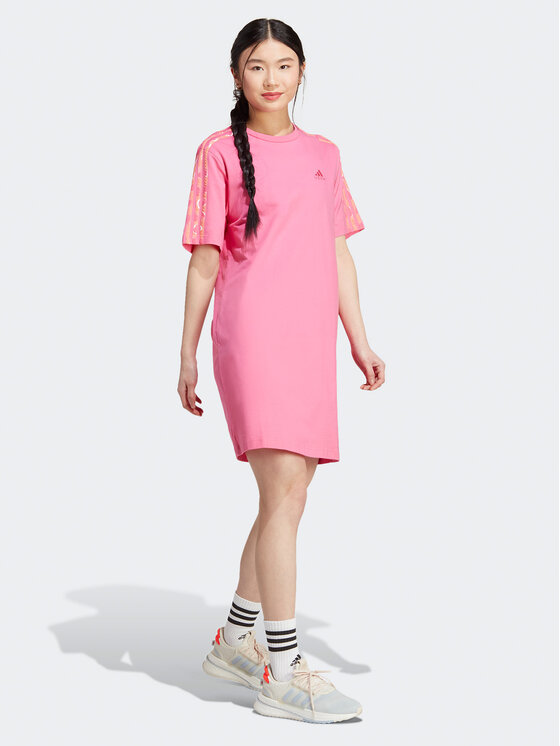 adidas Sukienka codzienna Essentials 3-Stripes Single Jersey Boyfriend ...