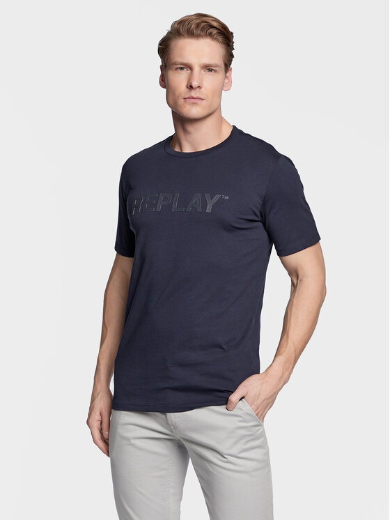 Replay T-Shirt M6462.000.23188P Granatowy Regular Fit | Modivo.pl