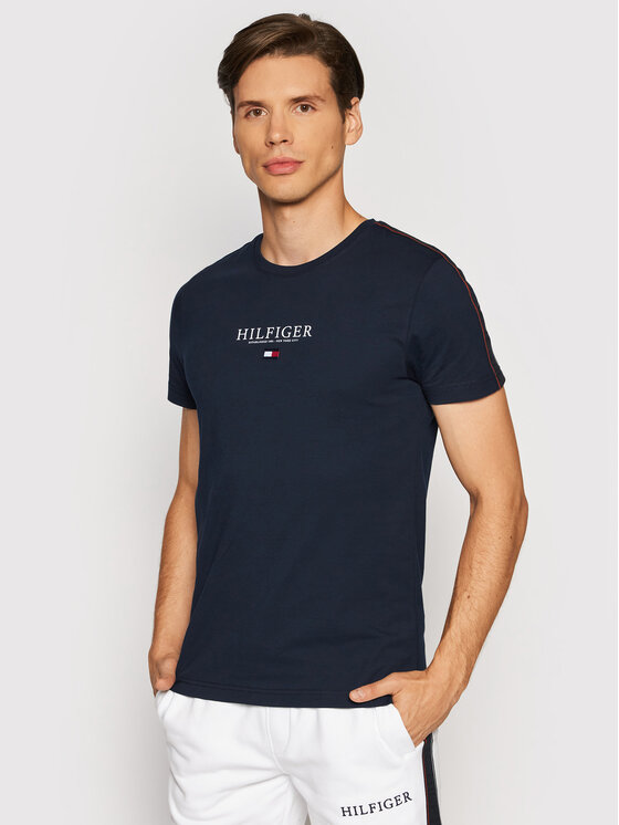 Tommy Hilfiger T Shirt Taped MW0MW19364 Dunkelblau Regular Fit Modivo
