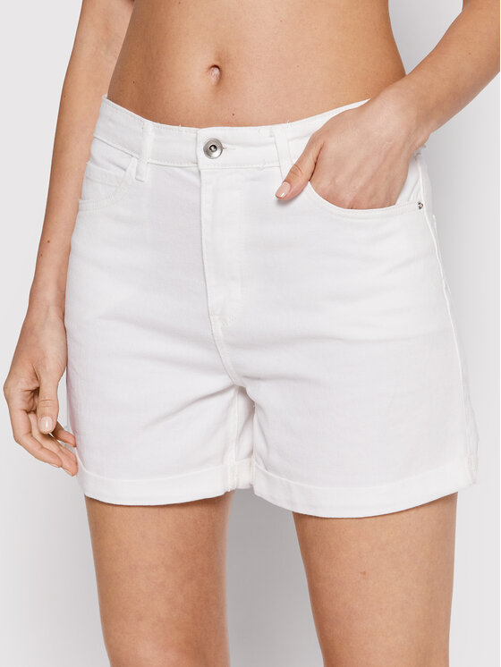 ONLY Szorty jeansowe Vega 15230571 Biały Mom Fit | Modivo.pl