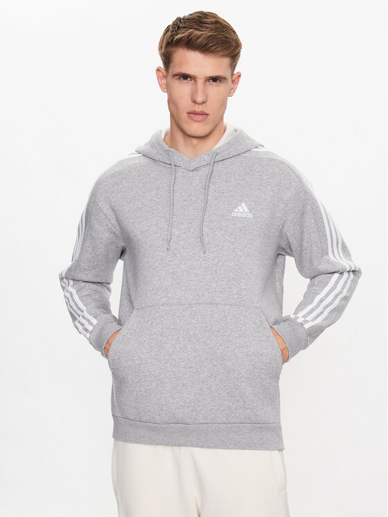 adidas Bluză Essentials Fleece 3-Stripes IJ6474 Gri Regular Fit | Modivo.ro