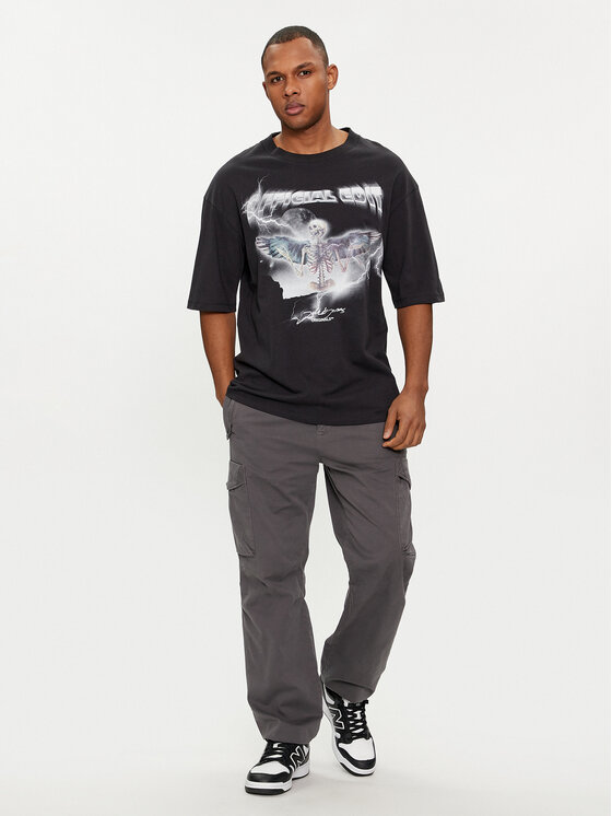 Jack&Jones Тишърт Rush Skull 12216298 Черен Relaxed Fit | Modivo.bg