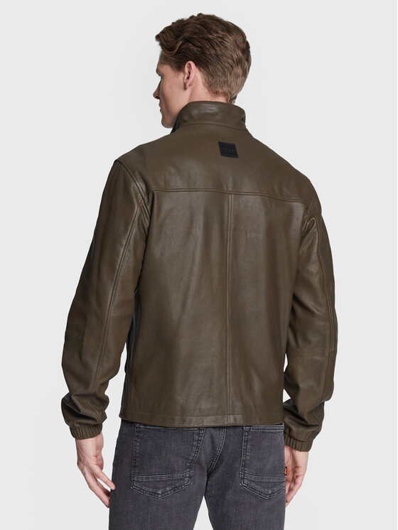 Boss Kurtka skórzana Jasis 50476955 Brązowy Regular Fit | Modivo.pl