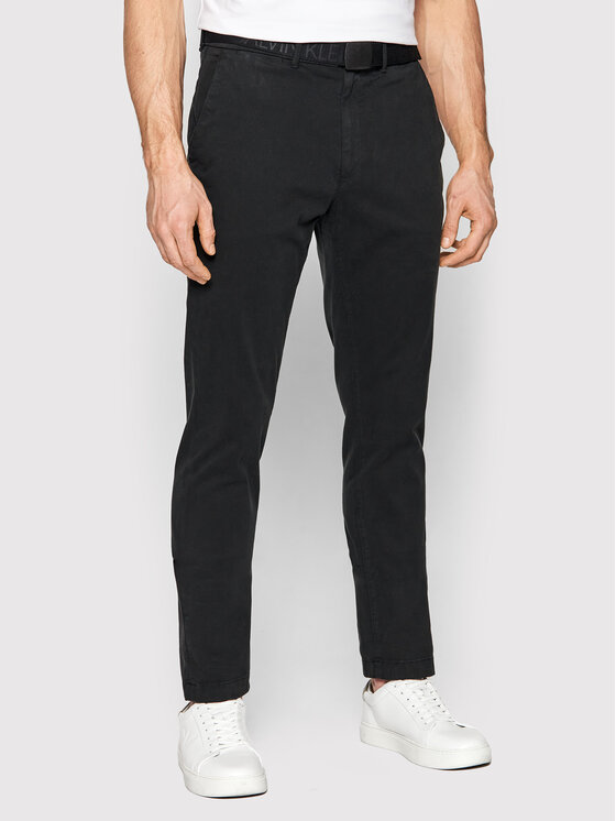 Calvin Klein Chinosy Garment Dye K10k109456 Czarny Slim Fit Modivo Pl