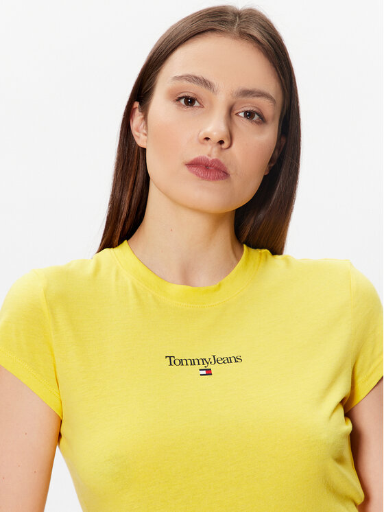 Yellow tommy jeans t shirt store
