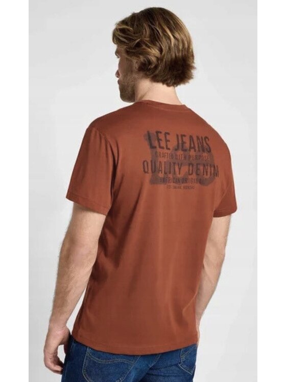 Lee T-Shirt Relaxed Logo Tee Brązowy Relaxed Fit | Modivo.pl
