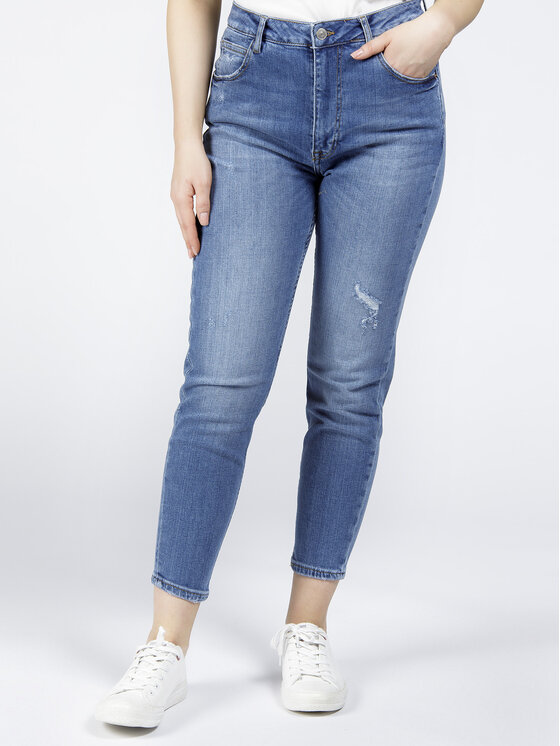 Cross Jeans Jeansy N 432-045 Niebieski Mom Fit | Modivo.pl