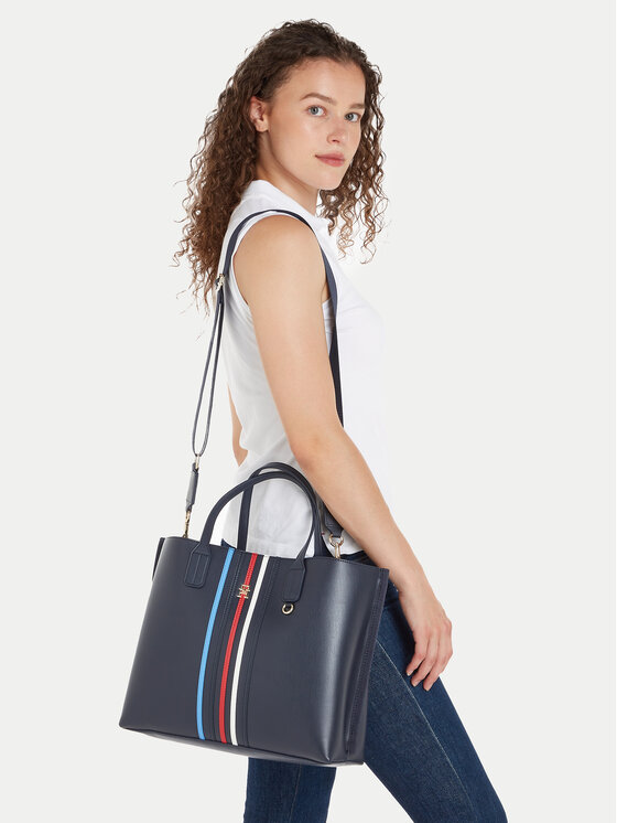 Tommy Hilfiger Torebka Iconic Tommy Satchel Corp AW0AW16409 Granatowy ...