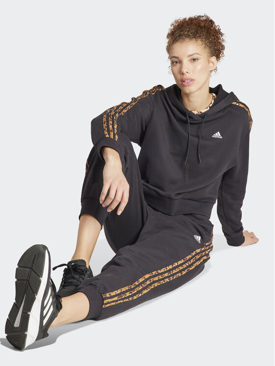 adidas Spodnie dresowe Essentials 3-Stripes IS2155 Czarny Loose Fit ...