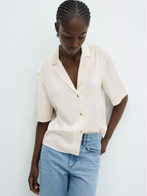 Mango Košile Sassa 67007129 Écru Regular Fit | Modivo.cz