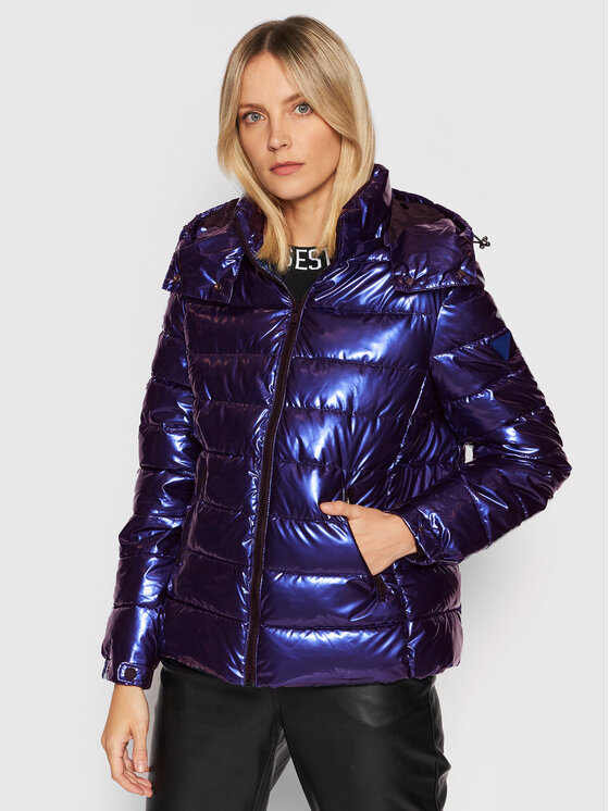 Guess Kurtka puchowa Fiorenza W1BL00 WEB40 Niebieski Boxy Fit | Modivo.pl