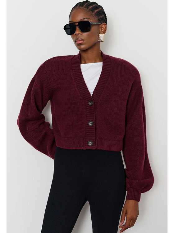La Mania Kardigan MARI Bordowy Classic Fit | Modivo.pl