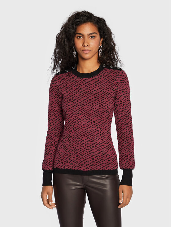 Guess Džemper Logo Jacquard W1BR55 Z1091 Tamnocrvena Slim Fit | Modivo.hr