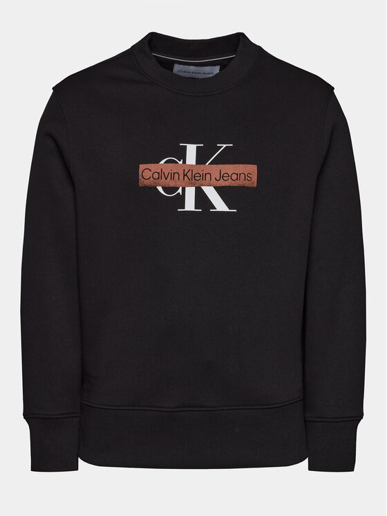 Calvin Klein Jeans Sweatshirt Monologo Stencil J30j324113 Schwarz