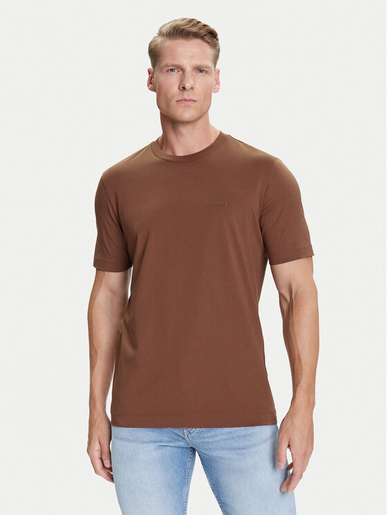 BOSS T-Shirt Thompson 01 50468347 Brązowy Regular Fit | Modivo.pl