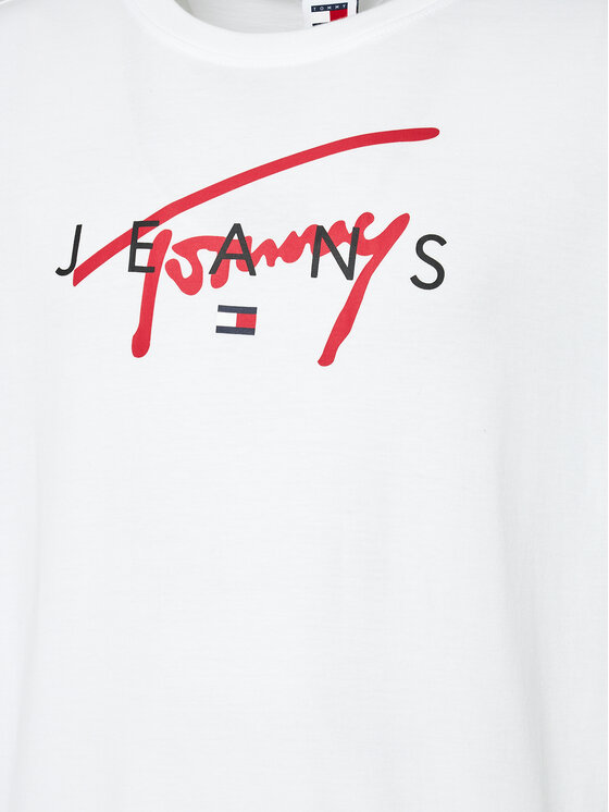 Tommy Jeans T Shirt Signature Twist DM0DM19683 WeiB Regular Fit Modivo