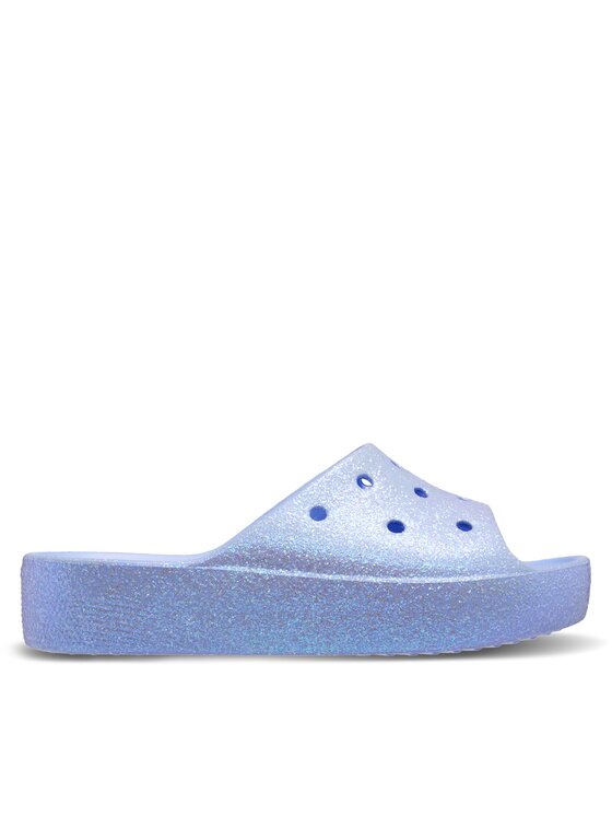 Crocs Klapki Classic Platform Glitter Slide 208233 Niebieski | Modivo.pl