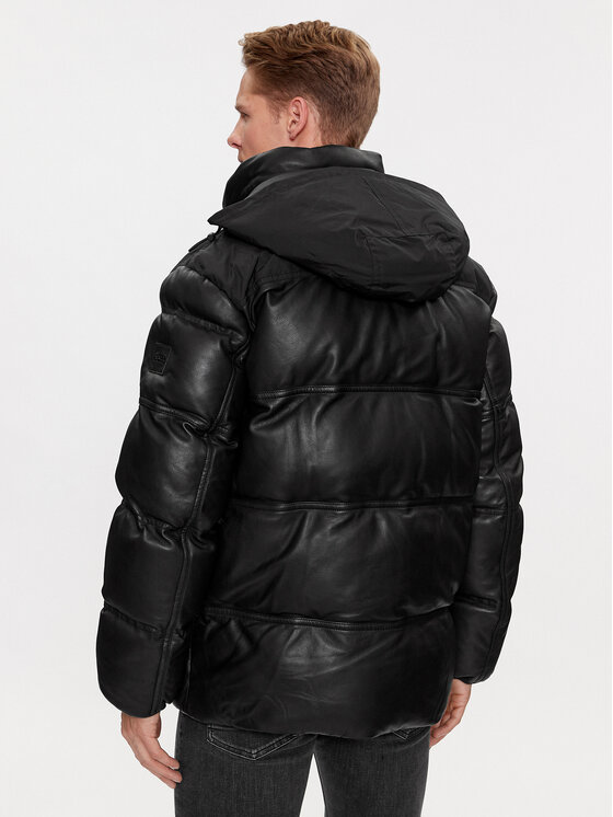 Boss Kurtka skórzana Joholo 50498488 Czarny Relaxed Fit | Modivo.pl