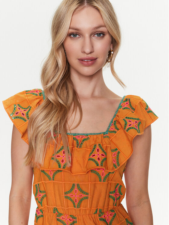NAF NAF Kleid für den Alltag Lilia XENR84 Orange Regular Fit | Modivo.de