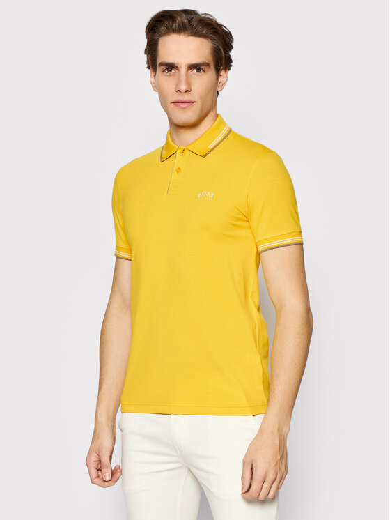 Boss Polo Paul Curved 50412675 Żółty Slim Fit | Modivo.pl