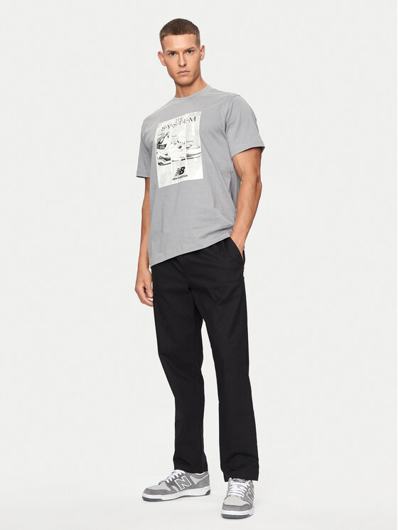 New Balance T-Shirt Poster MT41595 Szary Regular Fit | Modivo.pl
