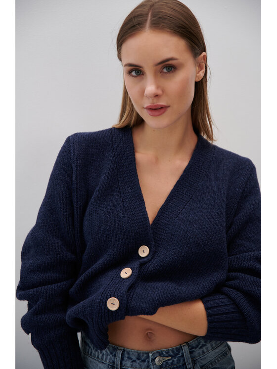 Fobya Kardigan F2060 Granatowy Basic Fit | Modivo.pl
